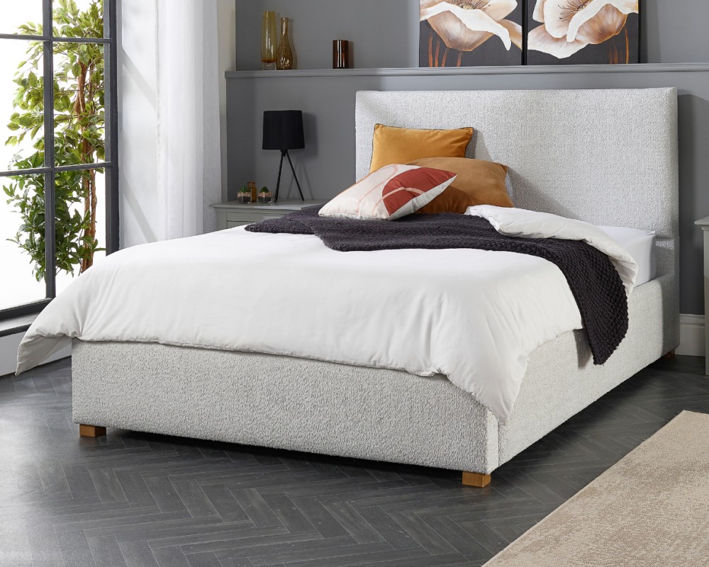 Aspire Bouclé Upholstered Garland Ottoman Bed Frame